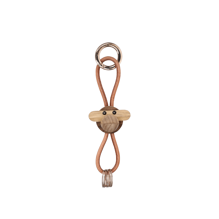 Kay Bojesen Monkey Keychain, Gold/Natural Leather – rosendahl.com