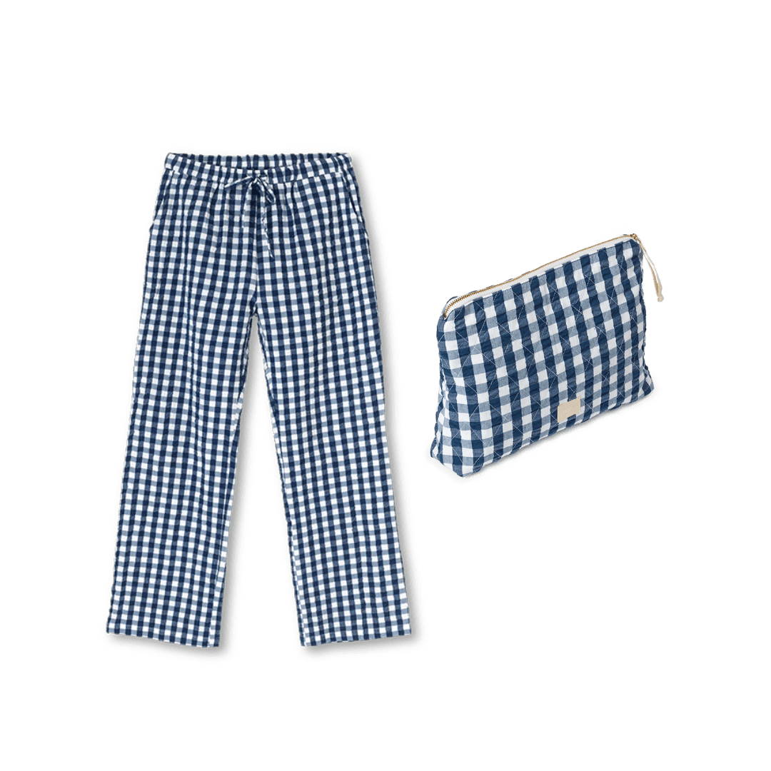 JUNA Karla Toiletry Bag & Barbara Lounge Pant Set, Blue/White ...