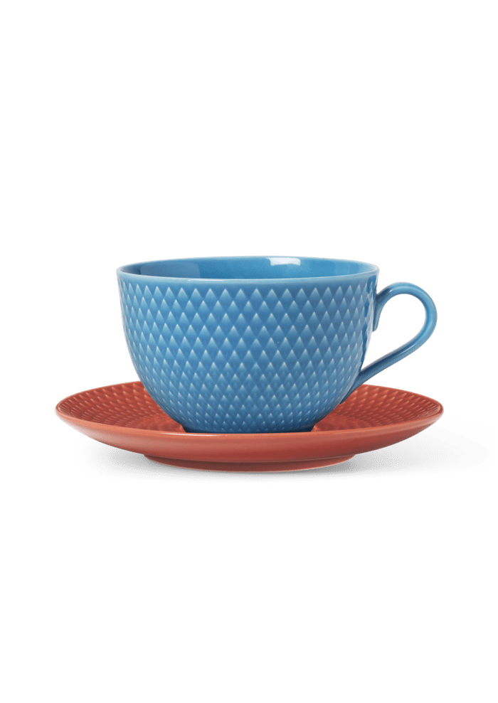Lyngby Porcelæn Rhombe Color Tea Cup With Matching Saucer – rosendahl.com